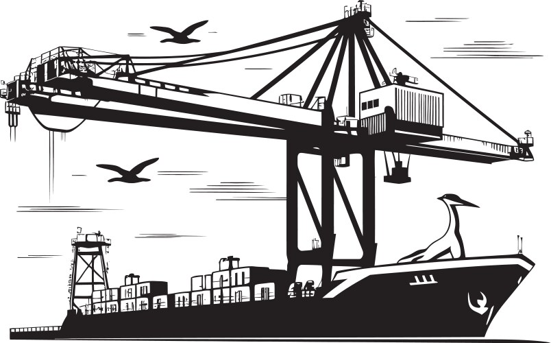 Vessel valor crane loading to cargo ship logo Vector Image