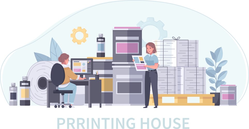 Printing house polygraphy cartoon concept Vector Image