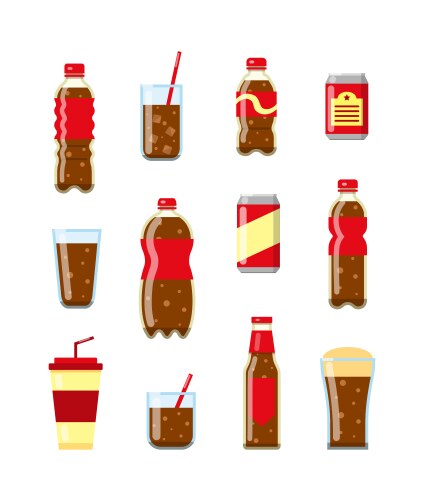 Four plastic bottles of cola with labels Vector Image