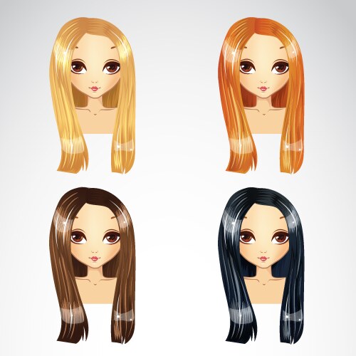 Set of casual wave hair styling Royalty Free Vector Image