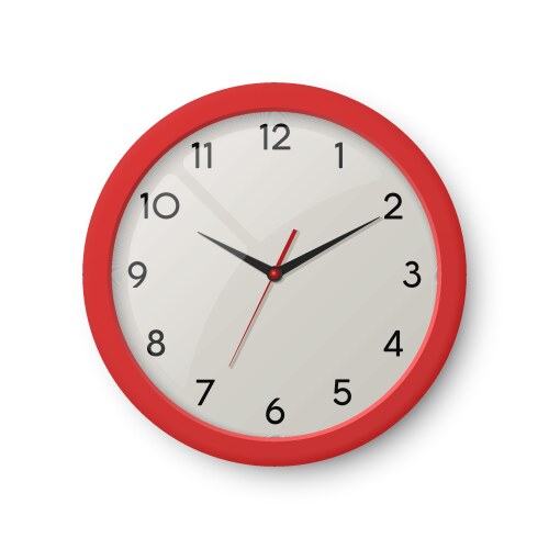 Red round wall clock Royalty Free Vector Image