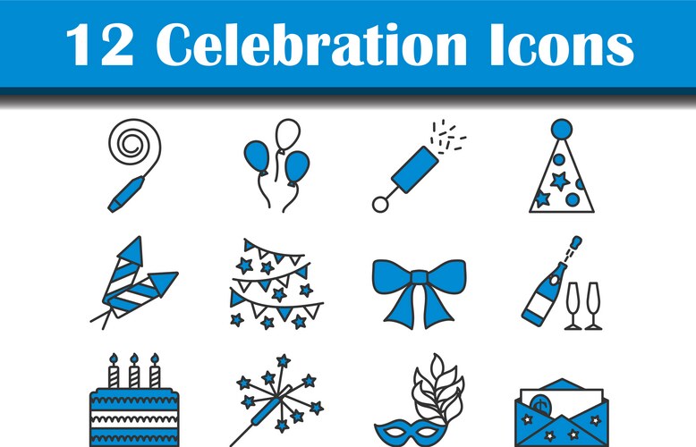 Celebration icon set Royalty Free Vector Image