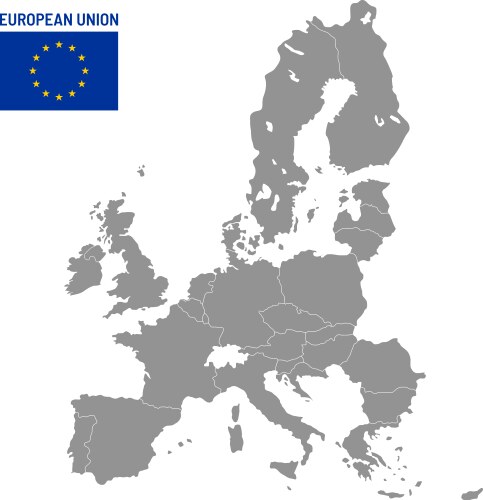 Thin black outline map of european union - eu Vector Image