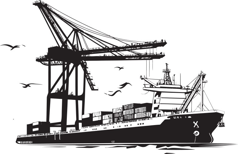 Vessel virtuosos crane loading to cargo ship icon Vector Image