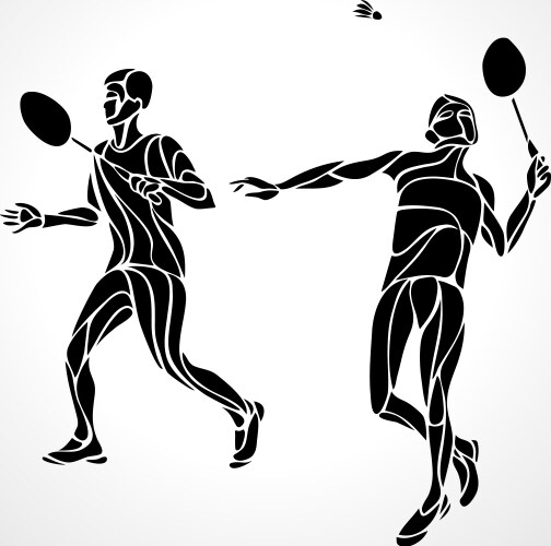 Badminton doubles banner Royalty Free Vector Image