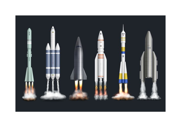 Realistic rocket spaceships launch futuristic Vector Image