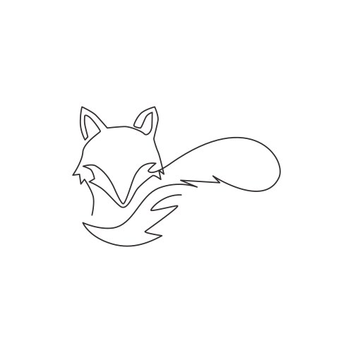 Single continuous line drawing cute fox Royalty Free Vector
