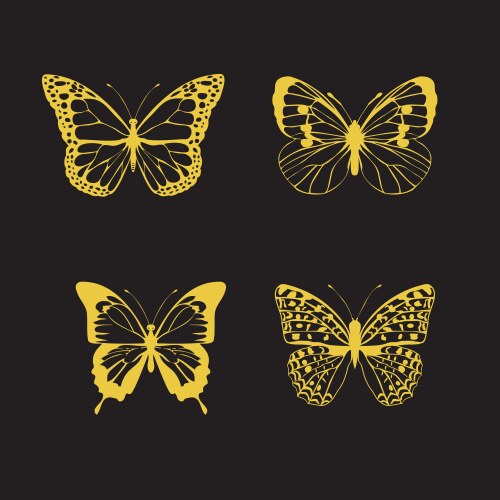 Gold lace butterfly on black background Royalty Free Vector