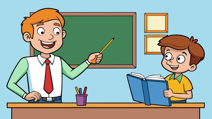 Engaging teacher student art inspiring educ Vector Image