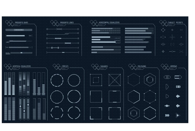 Hud elements set graphic abstract futuristic Vector Image Hud elements set graphic abstract futuristic Vector Image