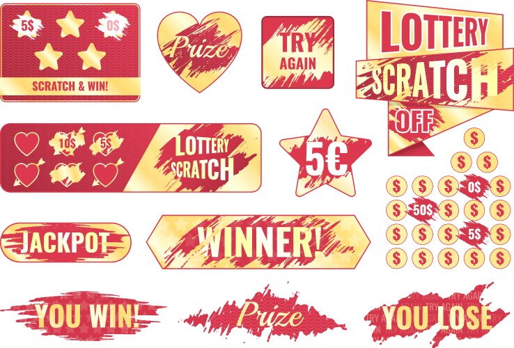 Lottery winning ticket and scratch cards Vector Image