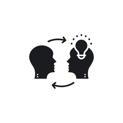 Share thoughts icon set two person knowledge Vector Image
