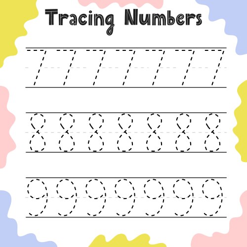 Tracing numbers in words worksheet for children Vector Image