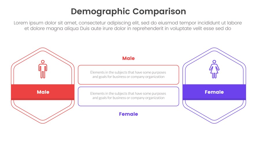 Demographic man vs woman comparison concept Vector Image