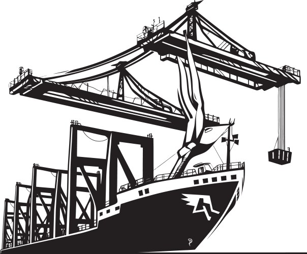 Maritime movement industrial cargo ship loading Vector Image