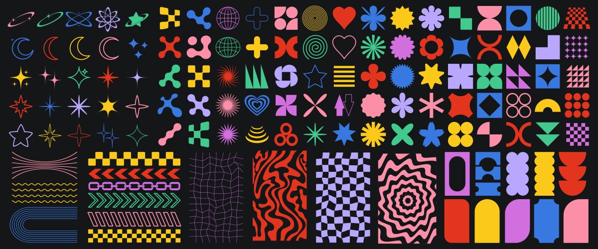 Big set of y2k design elements trendy Royalty Free Vector