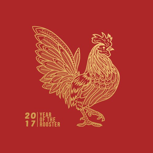 Rooster line Royalty Free Vector Image - VectorStock