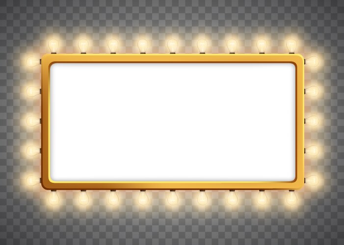Gold frame with bulb lamp for your design Vector Image