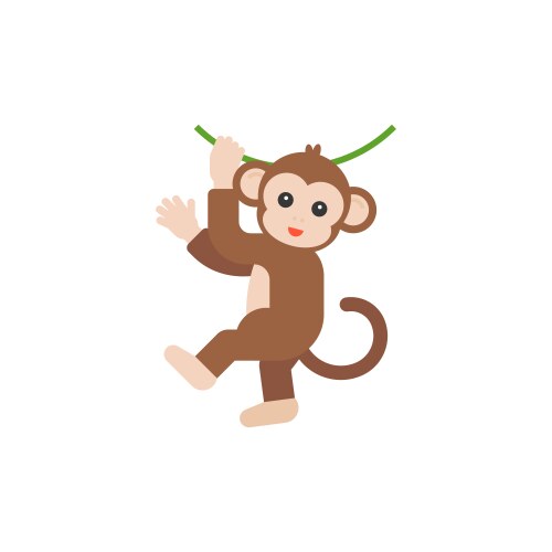 Set of isolated monkey hanging on vine Royalty Free Vector