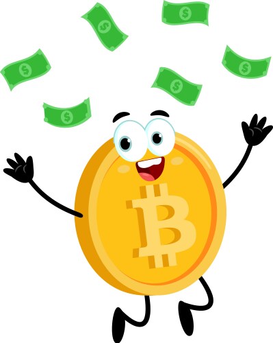 Bitcoin cartoon character Royalty Free Vector Image