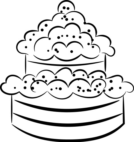 Line art black and white birthday cake 5 candles Vector Image