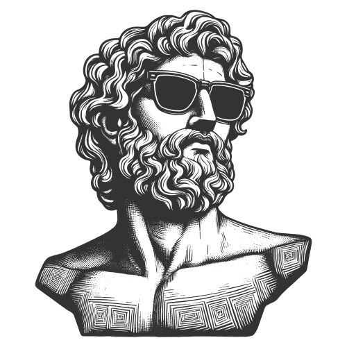 Classical statue with sunglasses engraving raster Vector Image