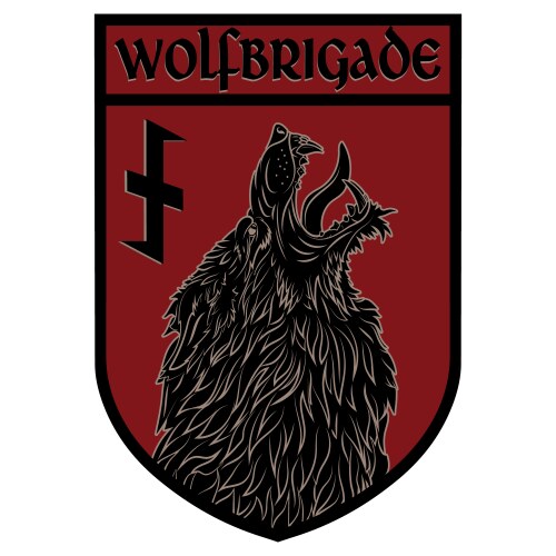 Design patch heraldic shield with a werewolf Vector Image