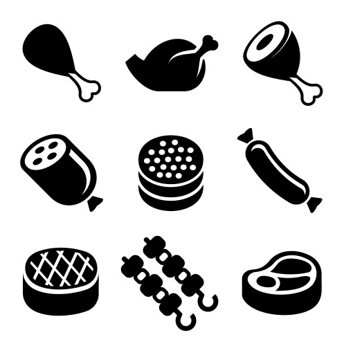 Meat food icons set Royalty Free Vector Image - VectorStock