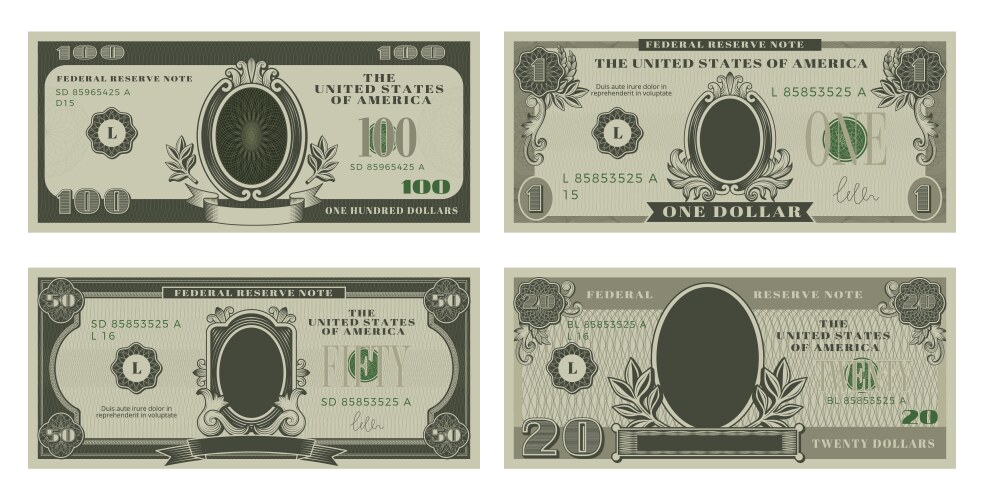 Money realistic investment cash dollars banknotes Vector Image