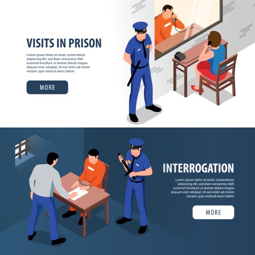 Prison isometric color set Royalty Free Vector Image