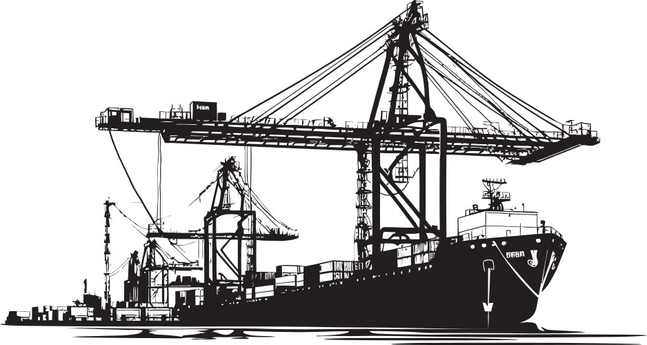 Vessel valor crane loading to cargo ship logo Vector Image