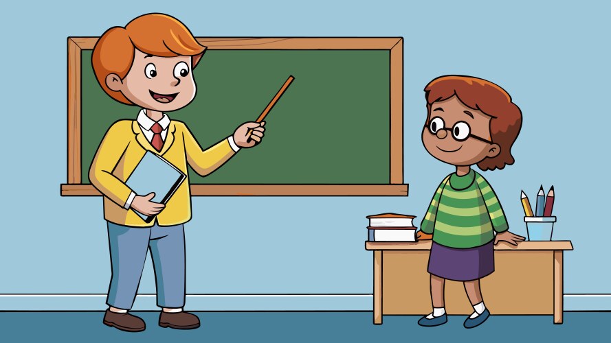 Engaging teacher student art inspiring educ Vector Image