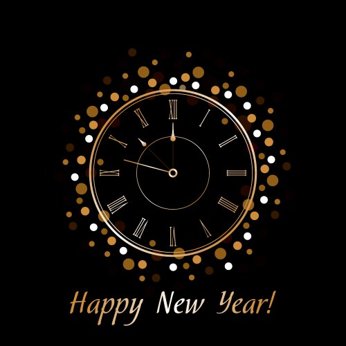 Gold new year clock on a transparent background Vector Image