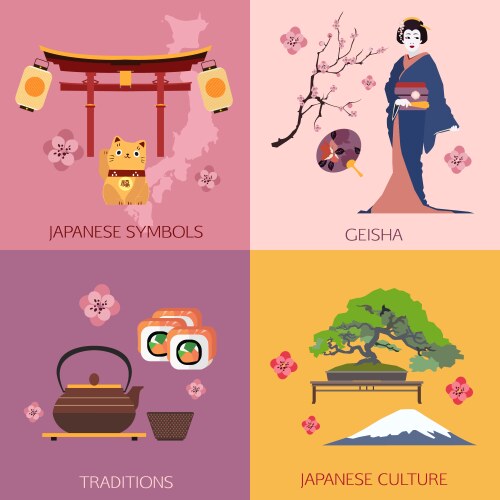 Japan travel background with place for text set Vector Image