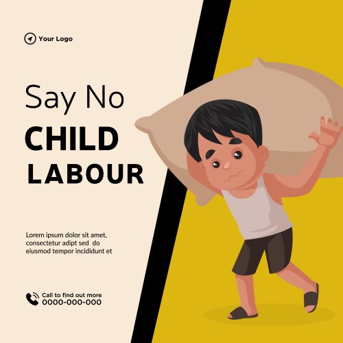 Banner design of child labour Royalty Free Vector Image
