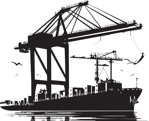 Vessel valor crane loading to cargo ship logo Vector Image