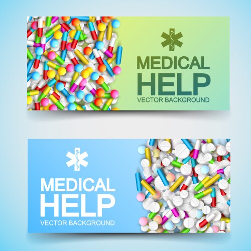 Two horizontal medical banners collection Vector Image