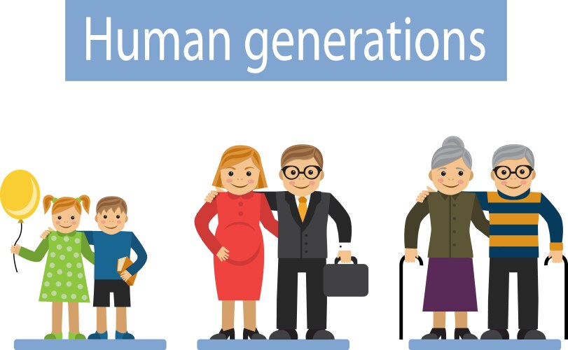 Three generations family cartoon Royalty Free Vector Image