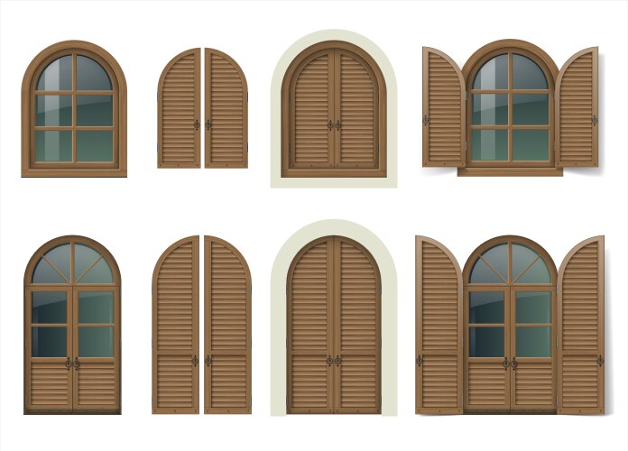 Set of textures wooden vintage windows Royalty Free Vector