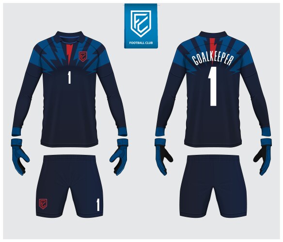 Goalkeeper jersey or soccer kit mockup Royalty Free Vector