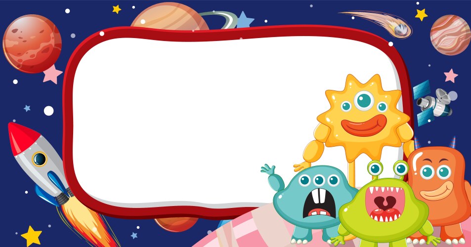 Border template with planets in space Royalty Free Vector