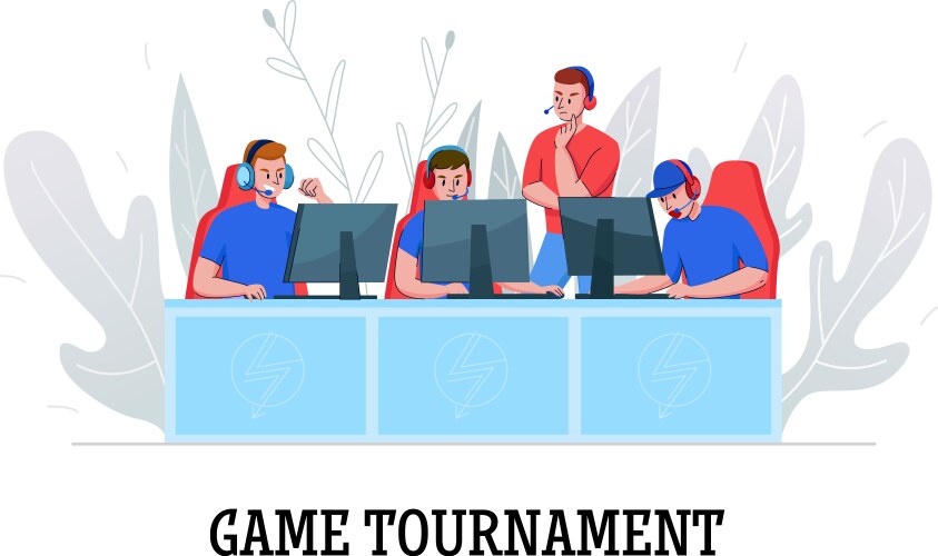 Virtual team meeting composition Royalty Free Vector Image