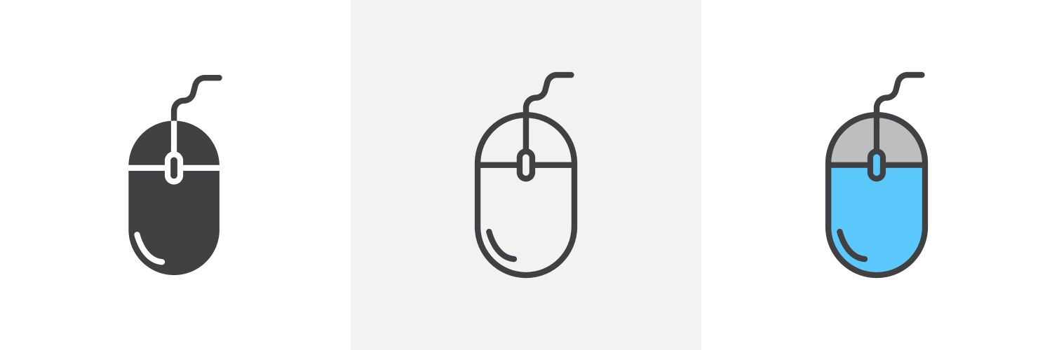 Mouse icon set pc wire device symbol Royalty Free Vector