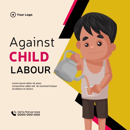 Banner design of child labour Royalty Free Vector Image