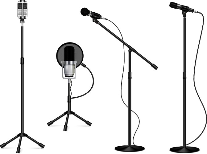 Realistic professional microphones studio mic Vector Image