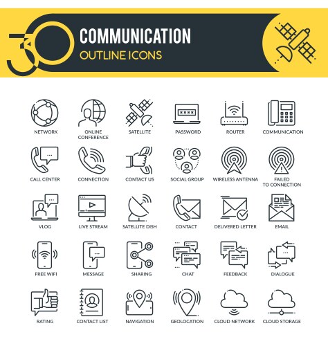 Computer line icon set device symbols collection Vector Image