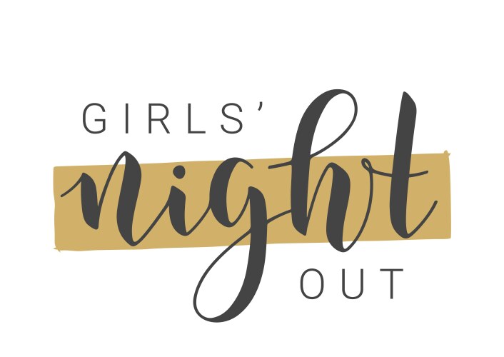Girls night out neon lettering on brick wall Vector Image