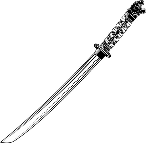 Monochrome Japanese Sword Royalty Free Vector Image