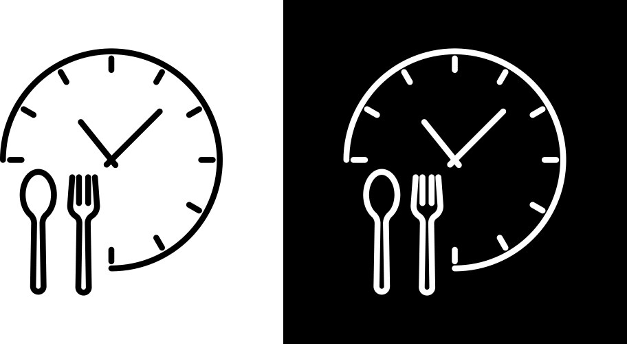 Lunch time icon set clock and meal symbol Vector Image