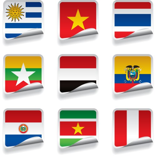 Palestine and gaza flag sticker set with hand Vector Image